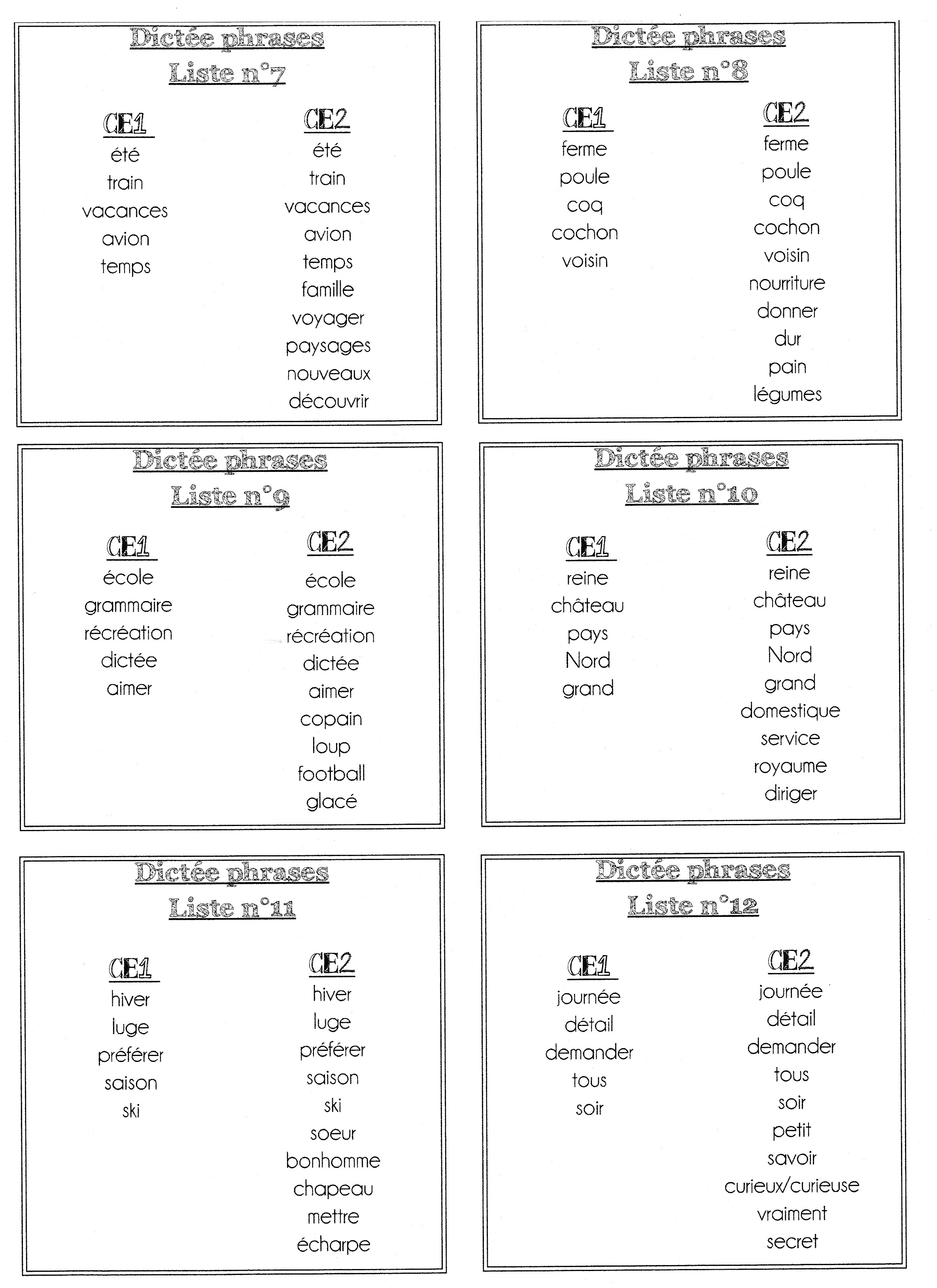 Listes de mots 7 à 12 - [Ecole élémentaire Jean-Marie Blanchard ]